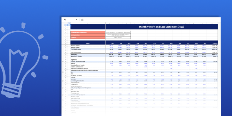 Profit and Loss (P&L) Statement Template | Consultport